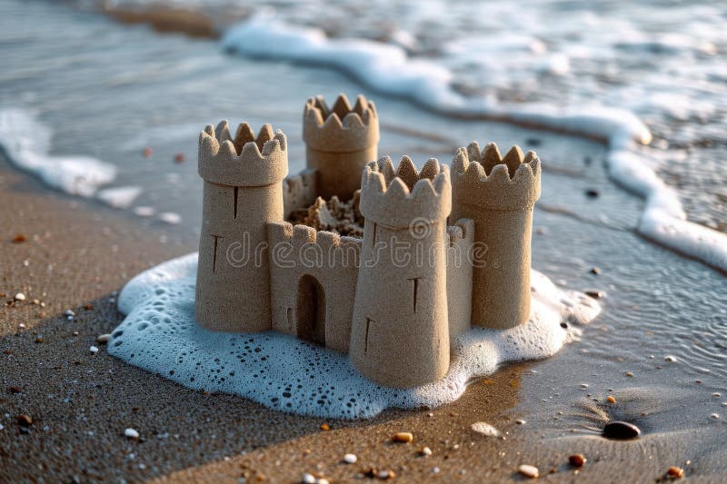 Building Dreamy Sandcastles Along the Shore Photography Stock Image ...
