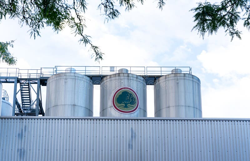 The Building of the Eichbaum Brewery with Silos and Flags Editorial ...