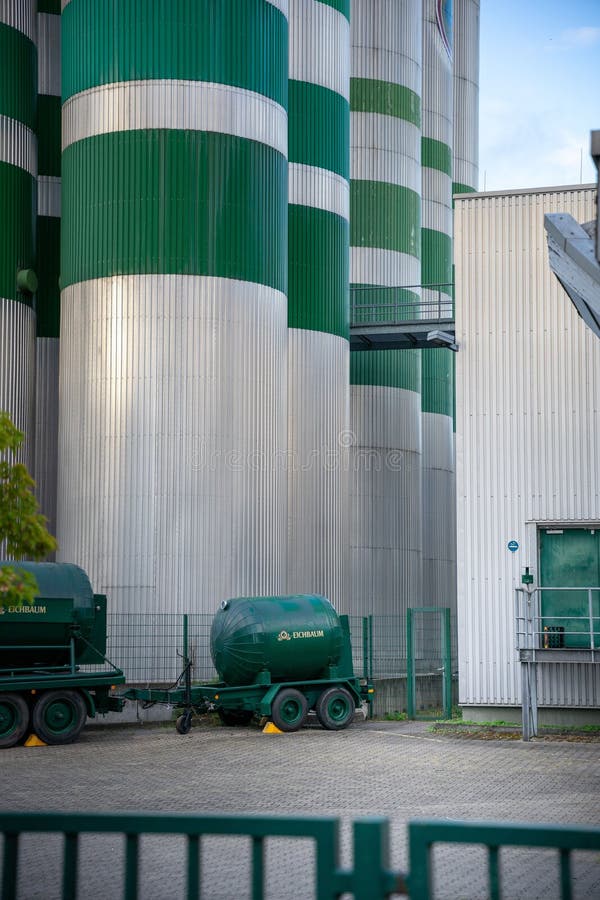 The Building of the Eichbaum Brewery with Silos and Flags Editorial ...