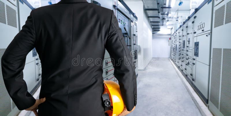 Building Electrical Control Room Inspection by Engineer Stock Photo ...