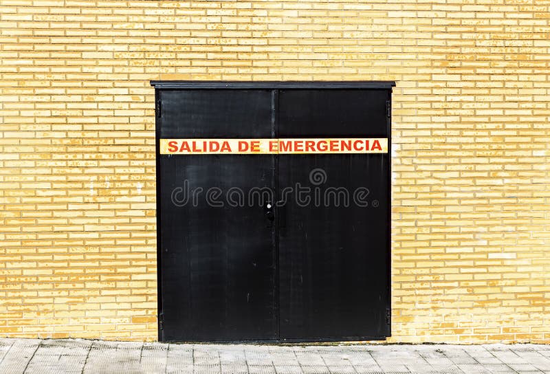 Building Emergency Exit with Exit Sign on the Cinema Stock Image ...