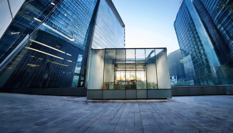 Building with Empty Glass Showcase Stock Photo - Image of aesthetics ...