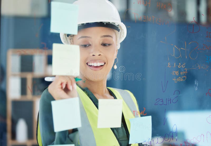 Building Engineer, Construction Worker or Sticky Notes Writing for ...