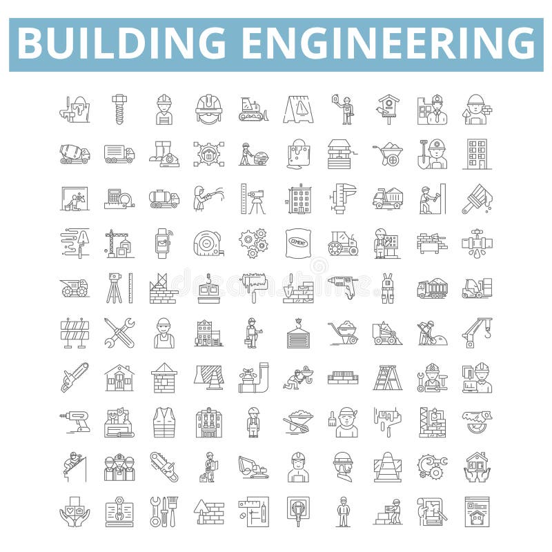Building Engineering Icons, Line Symbols, Web Signs, Vector Set ...