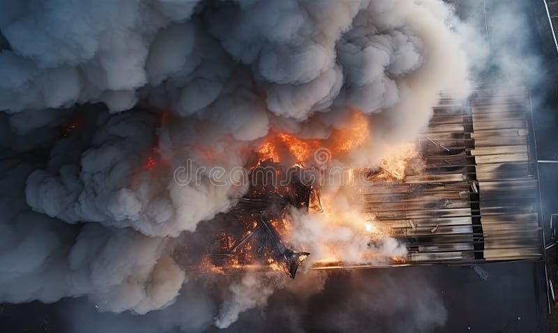 Building Engulfed in Devastating Flames Stock Illustration ...