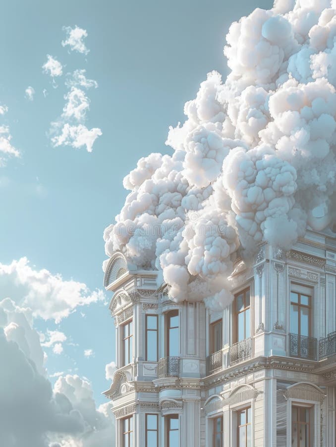 Building Engulfed in Flames, Firefighters Battling Blaze Amidst Smoke ...