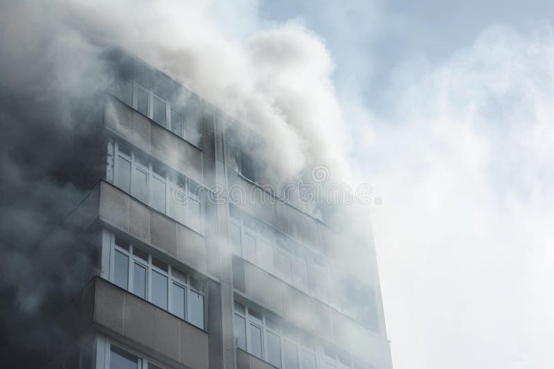 Building Engulfed in Smoke from Fire Stock Photo - Image of response ...