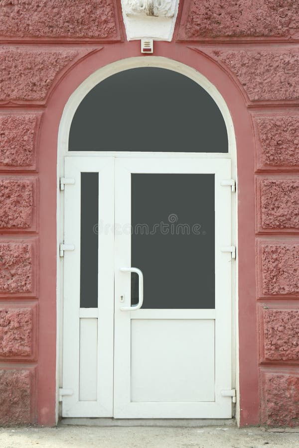 Building Entrance with White PVC External Door Stock Image - Image of ...