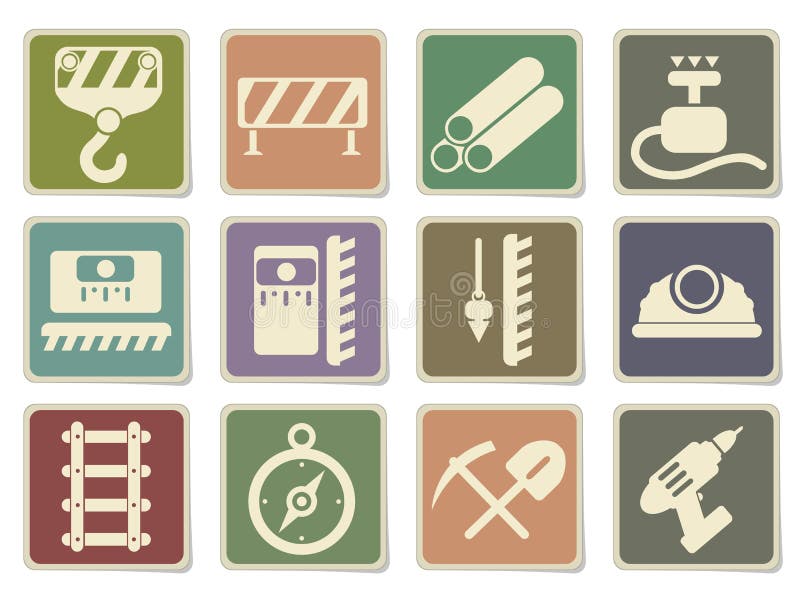Building Equipment Icons Set Stock Vector - Illustration of level ...
