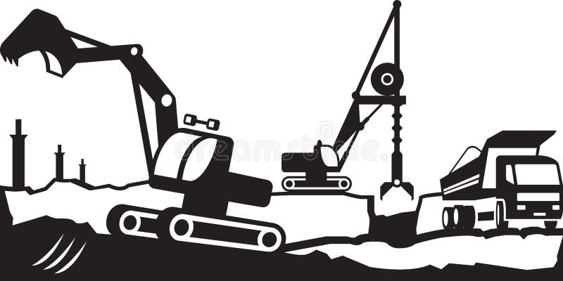 Building Excavation And Transport Equipment Stock Vector Illustration
