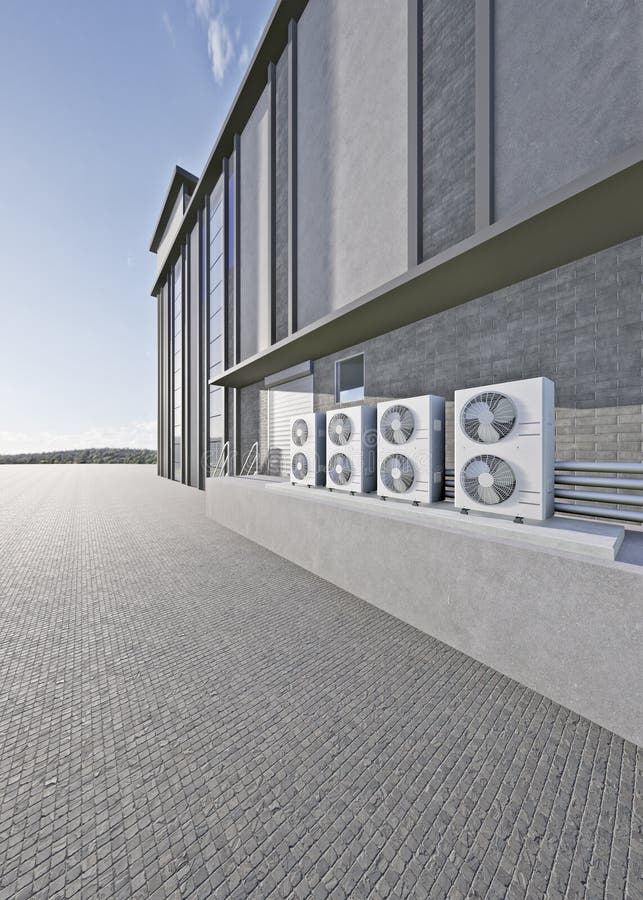 Building Exterior Design Featuring Utility Infrastructure of Air ...