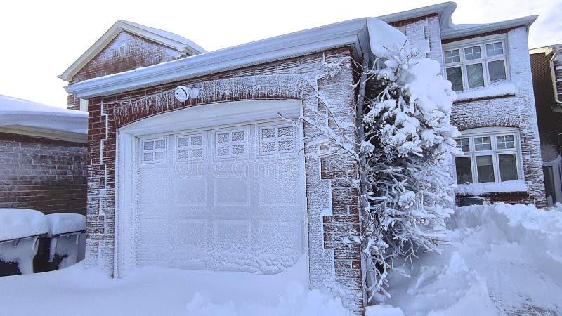 Building Exterior after a Heavy Snow Storm Stock Image - Image of ...
