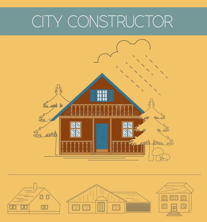 Building Exteriors Graphic Template. Outline and Color Version S Stock ...