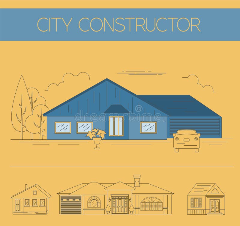 Building Exteriors Graphic Template. Outline and Color Version S Stock ...