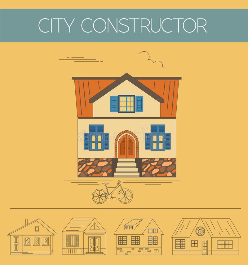 Building Exteriors Graphic Template. Outline and Color Version S Stock ...