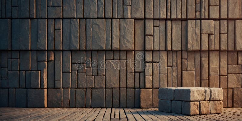 Building Facade with Ancient Stone Blocks and Modern Vertical Wooden ...