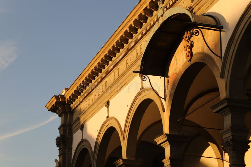 Building Facade with Arches in Florence Stock Photo - Image of culture ...