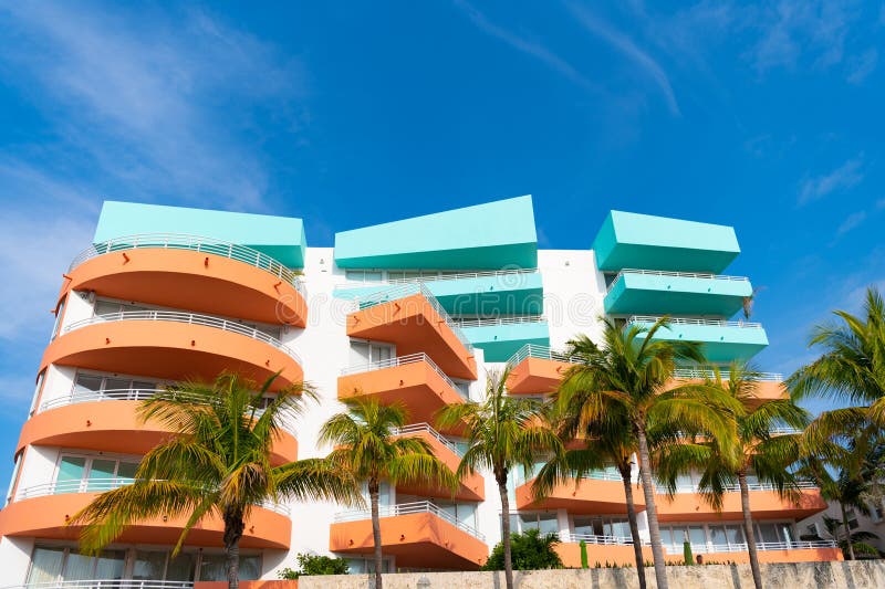 Building Facade Architecture with Palm Trees. Building Facade ...