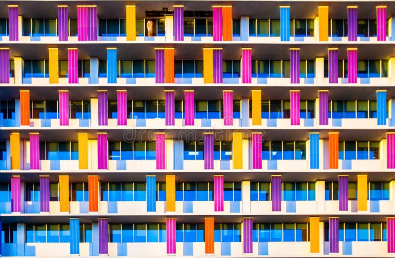 Building Facade Colorfully Painted with Repeat Pattern Stock Image ...