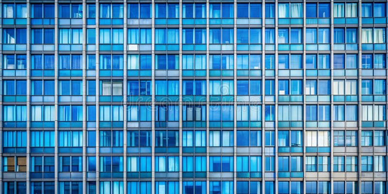 The Building Facade is Covered in Blue Glass Windows Creating an ...