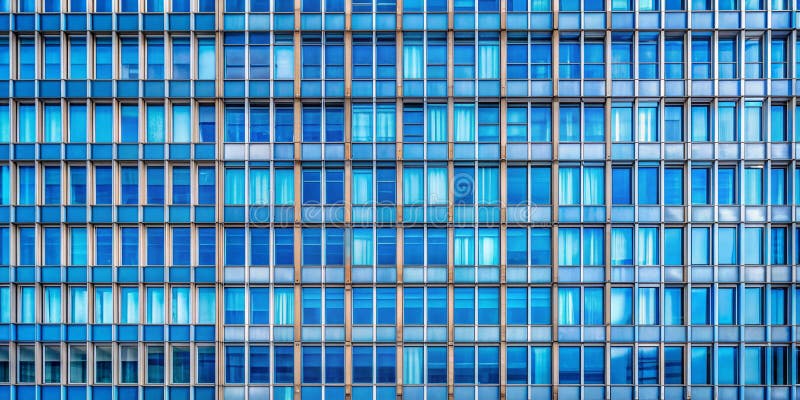 The Building Facade is Covered in Blue Glass Windows Creating an ...