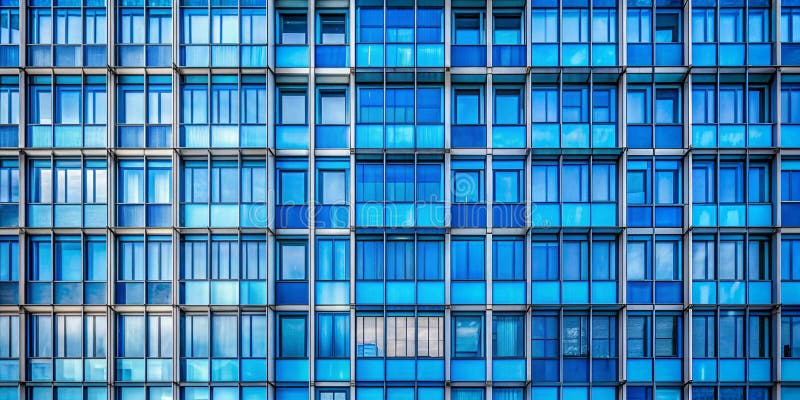 The Building Facade is Covered in Blue Glass Windows Creating an ...