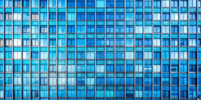 The Building Facade is Covered in Blue Glass Windows Creating an ...