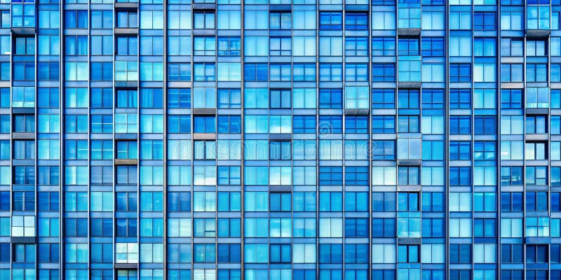 The Building Facade is Covered in Blue Glass Windows Creating an ...