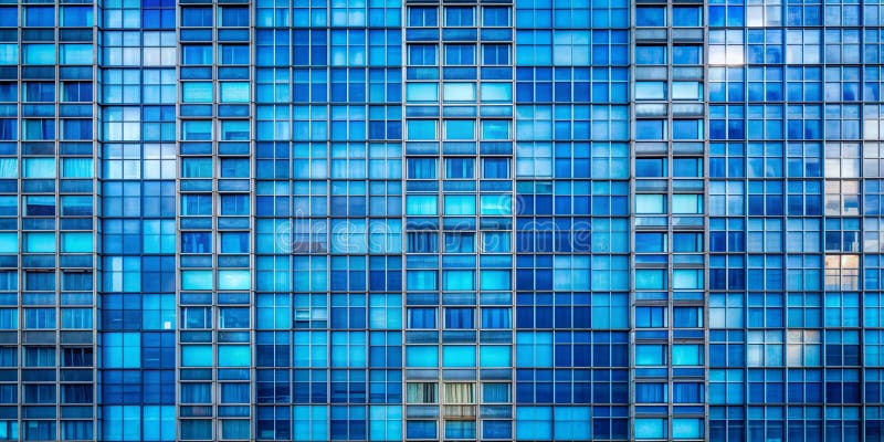 The Building Facade is Covered in Blue Glass Windows Creating an ...