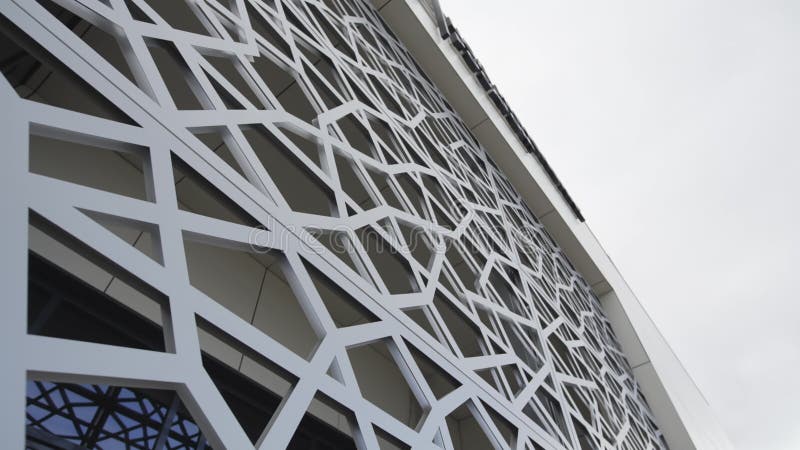 Building Facade Covered with Metal Web-like Structure Stock Video ...