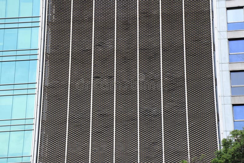 Building Facade with Metal Grid Stock Photo - Image of texture, black ...
