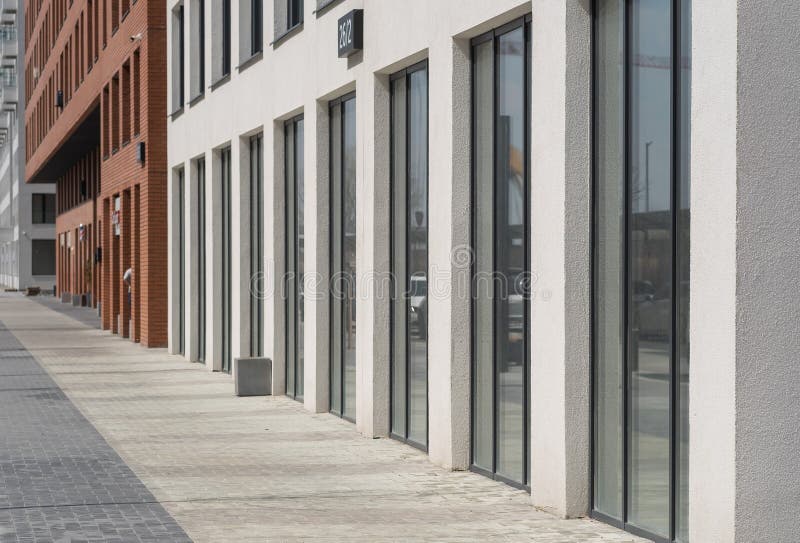 Building Facade with Panoramic Windows. Editorial Stock Photo - Image ...