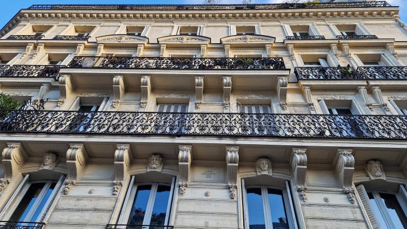 Building Facade in Paris, France. Stock Photo - Image of decorative ...