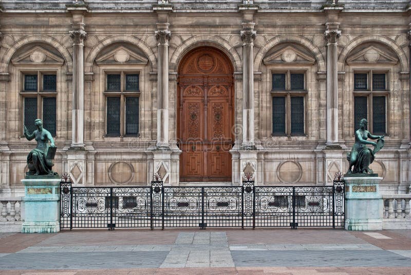 Building Facade with Sculptures. Stock Photo - Image of green ...