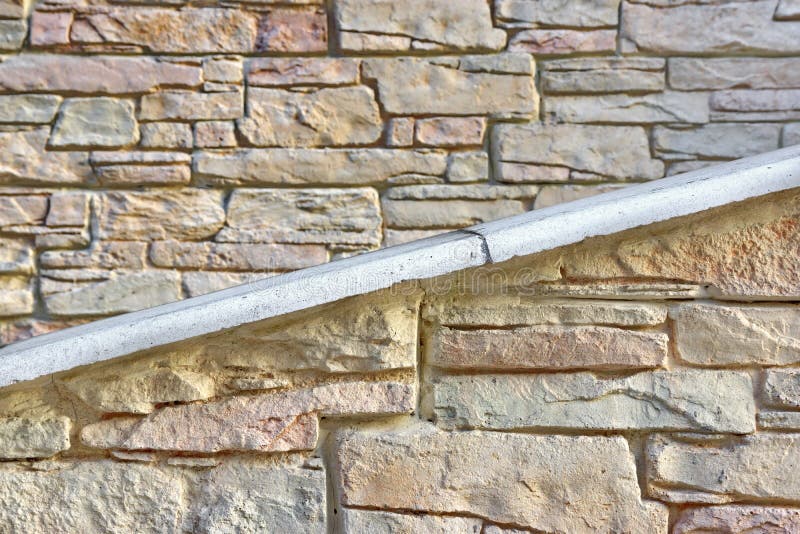 Building Facade Stone Wall with Ramp or Stairway Stock Image - Image of ...