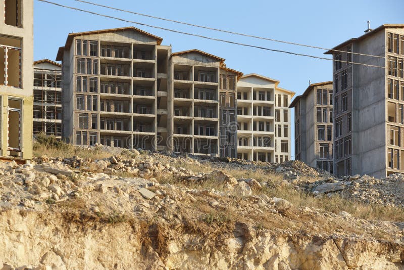 Building Facades Under Construction. Work in Progress. Development and ...