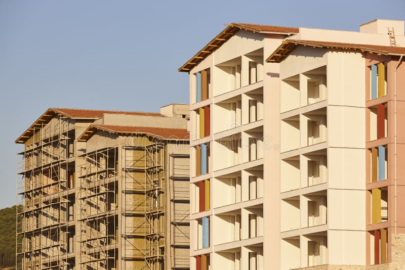 Building Facades Under Construction. Work in Progress. Development and ...