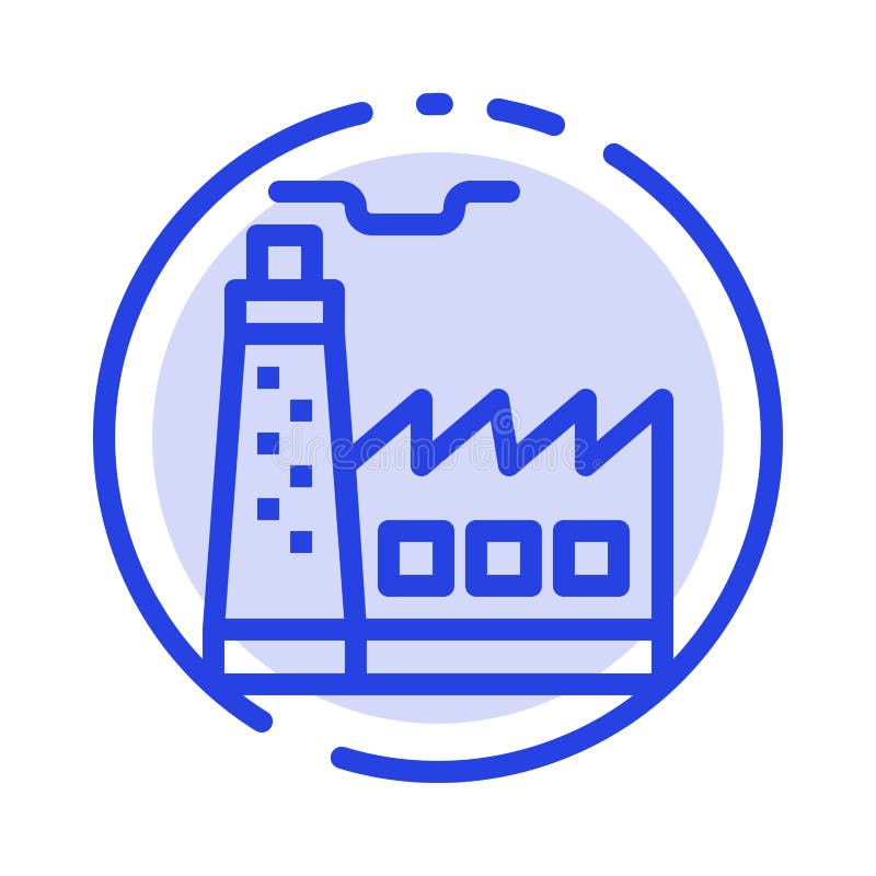 Building, Factory, Construction, Industry Blue Dotted Line Line Icon ...