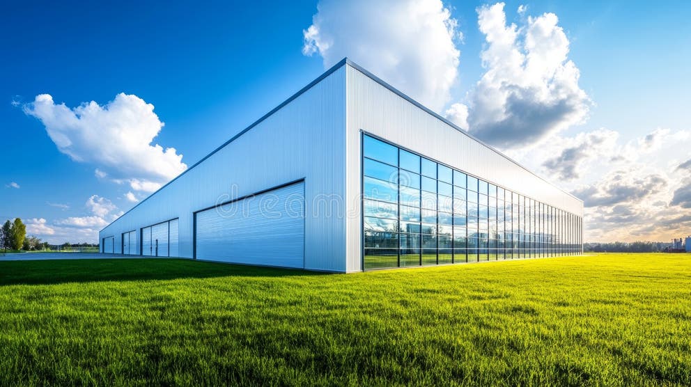 The Building Features a Modern Design with Aluminum Siding, a Flat ...