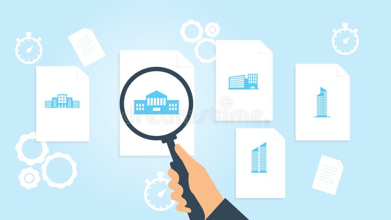 Building File, Document Research Vector Illustration. Document with ...