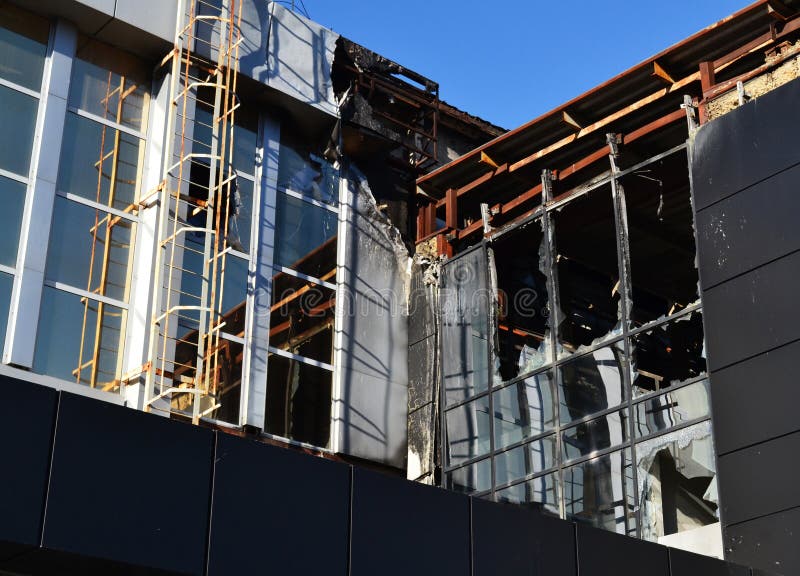 Building after a fire stock image. Image of broken, abandoned - 166322401