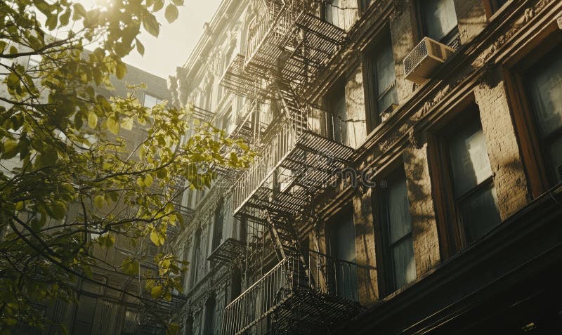 A Building with a Fire Escape on the Side Stock Illustration ...