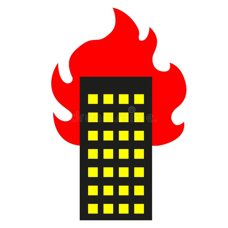 Building in Fire Icon, Flat Style Stock Vector - Illustration of design ...