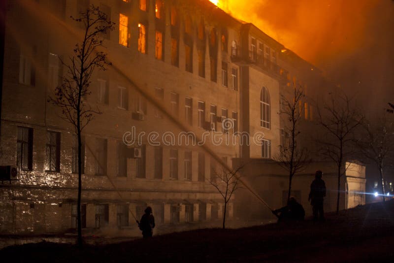 Building on Fire at Night editorial image. Image of building - 79776560