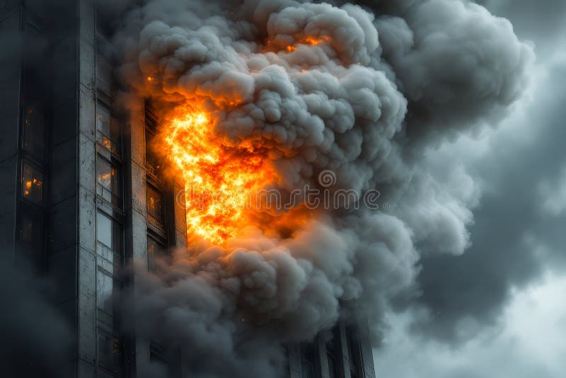 Building is on Fire with Smoke and Fire Coming Out of the Top Stock ...