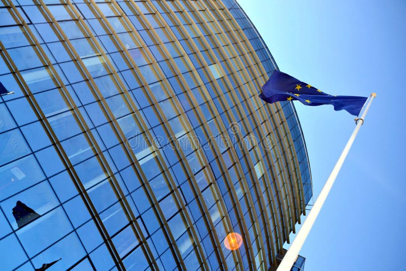 Building and flag stock photo. Image of business, blue - 19839952