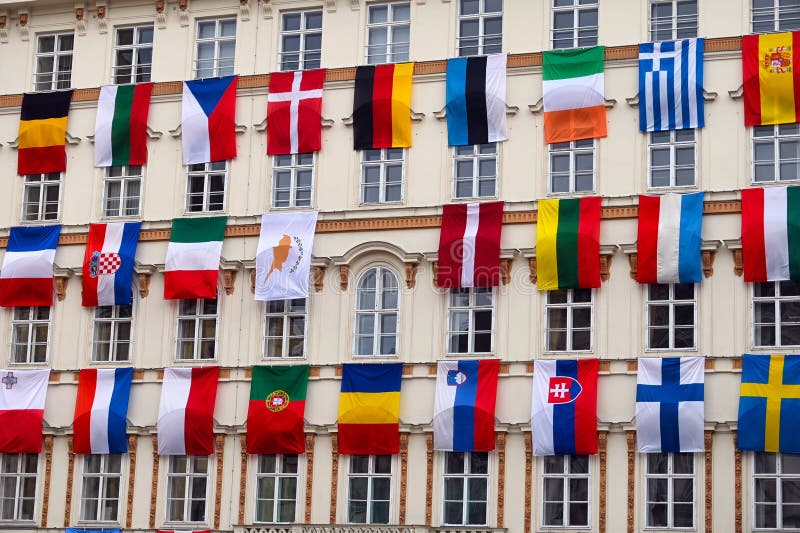 Building with Flags of Various European Countries,Vienna Stock Image ...