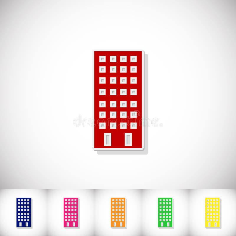 Building. Flat Sticker with Shadow on White Background Stock Vector ...