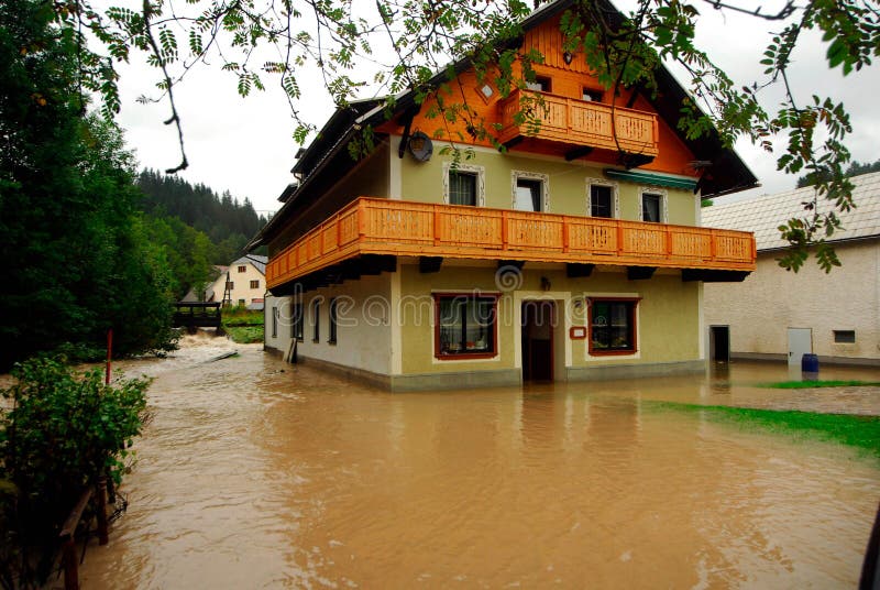 Building in a flooded area stock image. Image of meteorology - 190551351