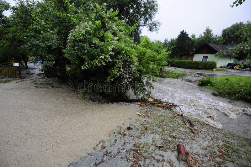 Building in a flooded area stock photo. Image of level - 190551558